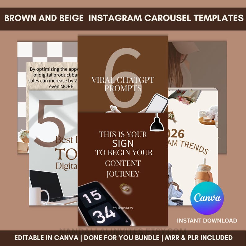 Brown Beige Instagram Carousel Templates Aesthetic Template Seamless ...