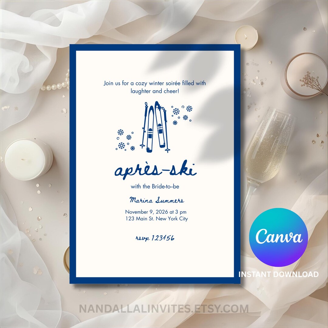 Apres Ski Invite Ski Trip Invitation Snow Bachelorette Party Invitation ...