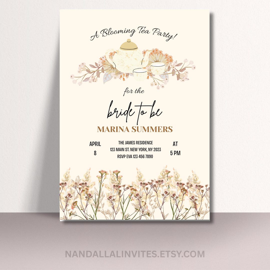 Tea Party Invitation Bridal Tea Invitation Templates Floral Tea Party ...