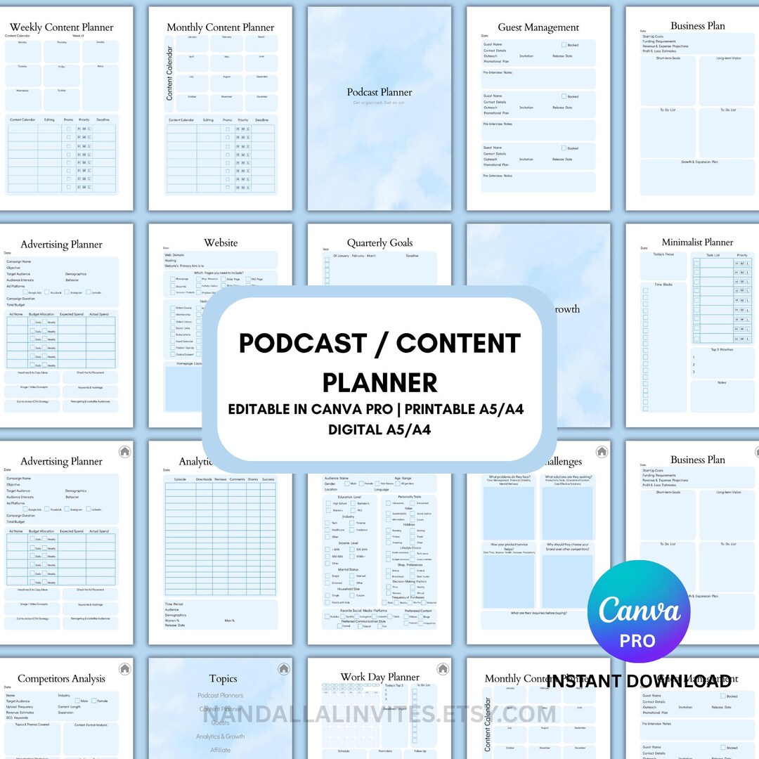 Podcast Planner Content Planner Podcast Launch Content Calendar ...