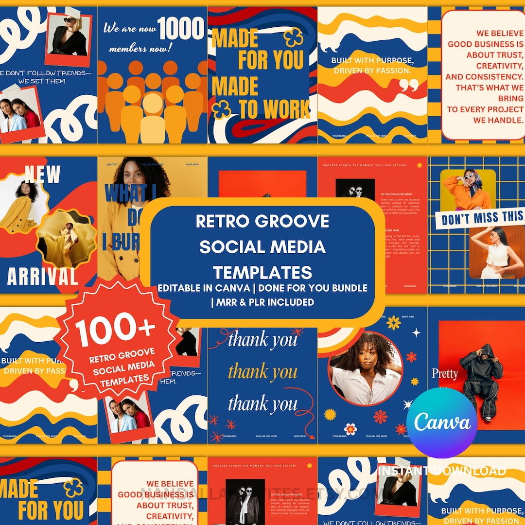 Retro Groove Instagram Template Social Media Template Colorful Carousel ...