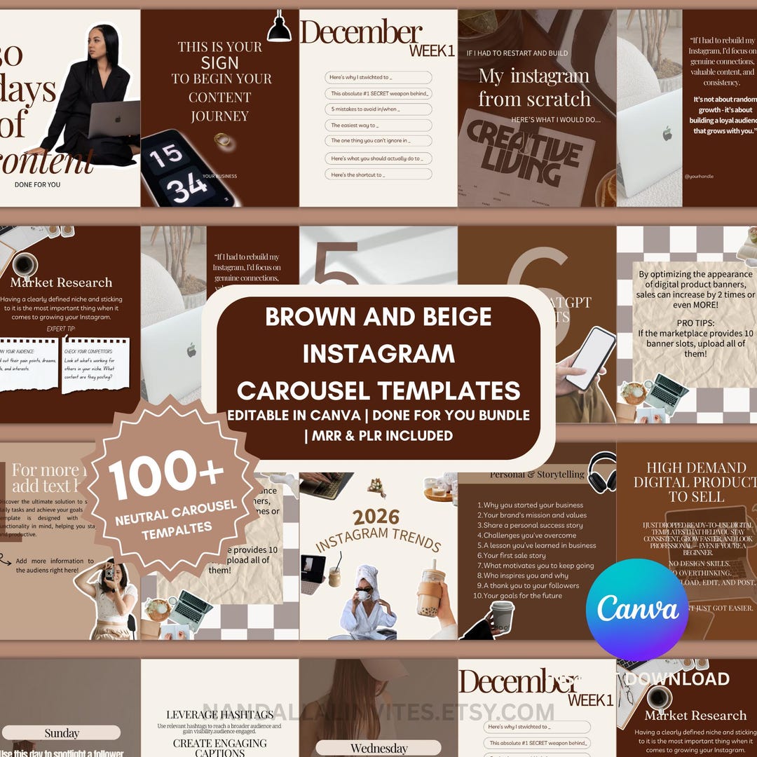 Brown Beige Instagram Carousel Templates Aesthetic Template Seamless ...