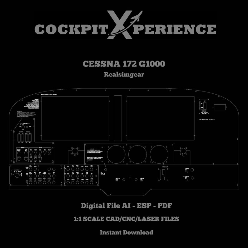Cessna 172 G1000 Realsimgear Home Cockpit Instrument Panel Digital File - Etsy
