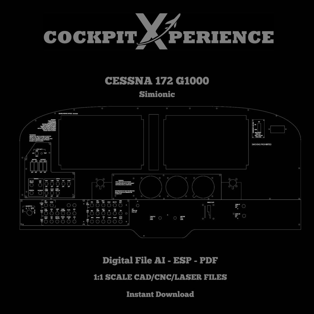 Cessna 172 G1000 Simionic Home Cockpit Instrument Panel Digital File - Etsy