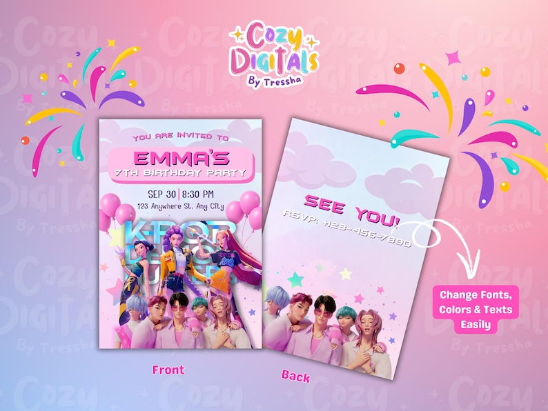 Kpop Demon Hunters Party Invitation, Birthday Party Invitation ...