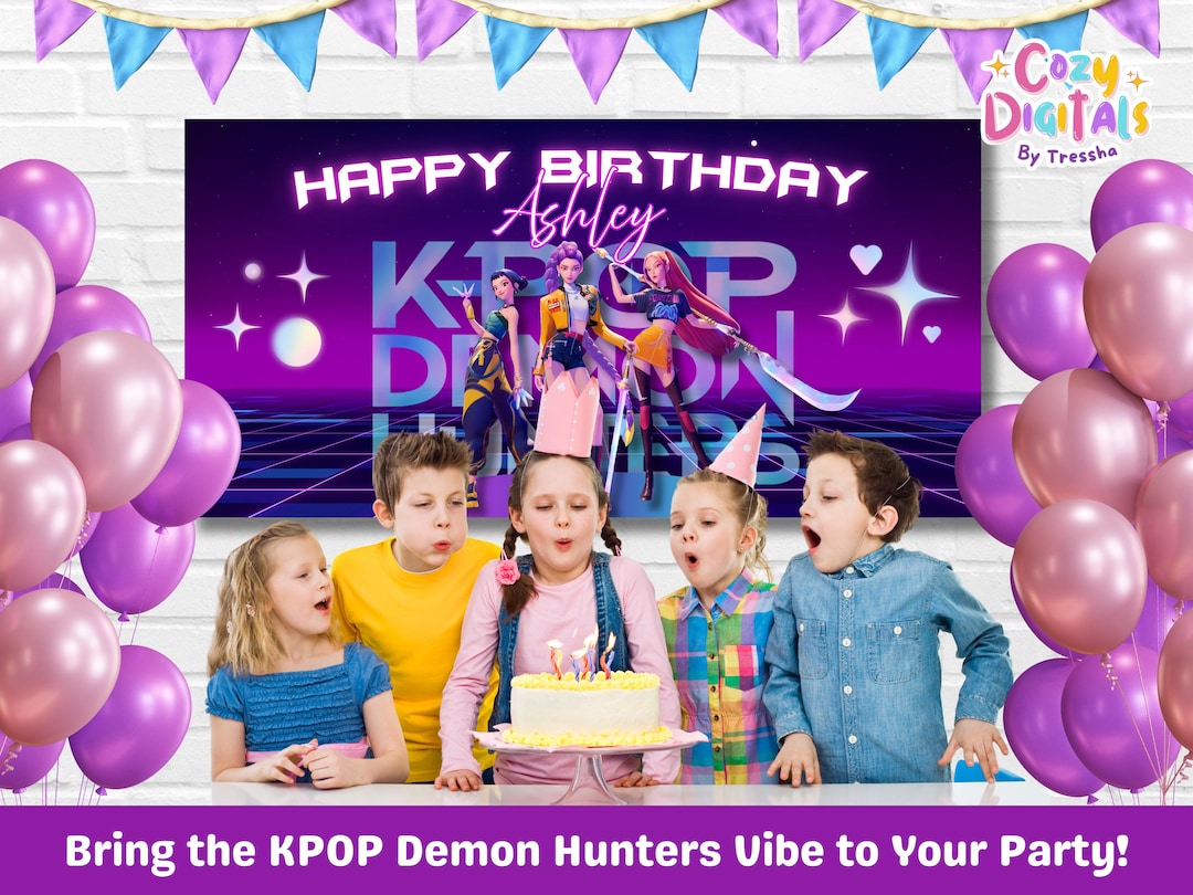 Kpop Demon Hunters Birthday Banner | Printable Party Decoration ...