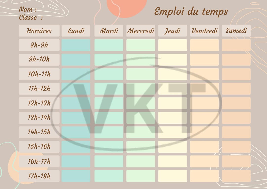Printable A4 Timetable | Weekly Planner | School & Personal ...