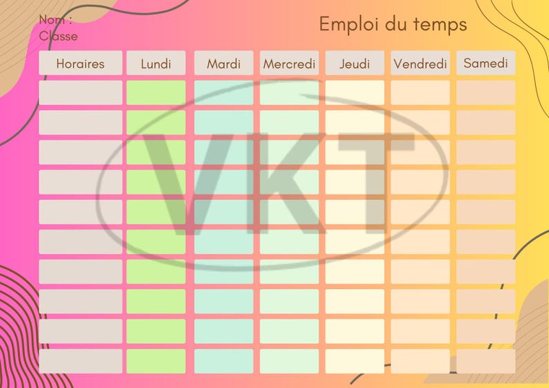 Printable A4 Timetable | Weekly Planner | School & Personal ...