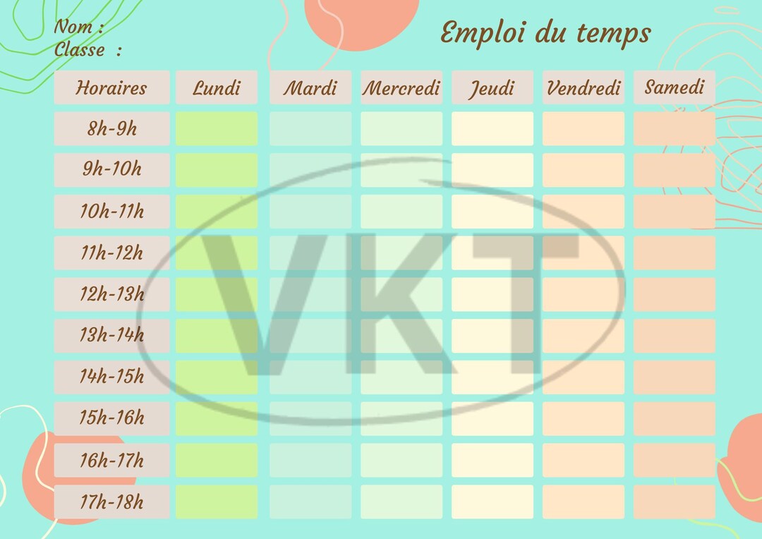 Printable A4 Timetable | Weekly Planner | School & Personal ...