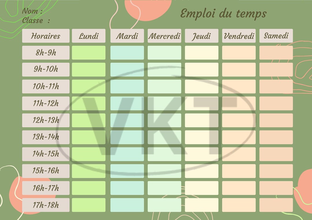 Printable A4 Timetable | Weekly Planner | School & Personal ...