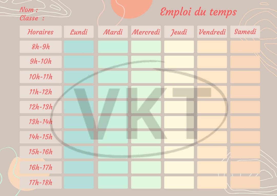 Printable A4 Timetable | Weekly Planner | School & Personal ...