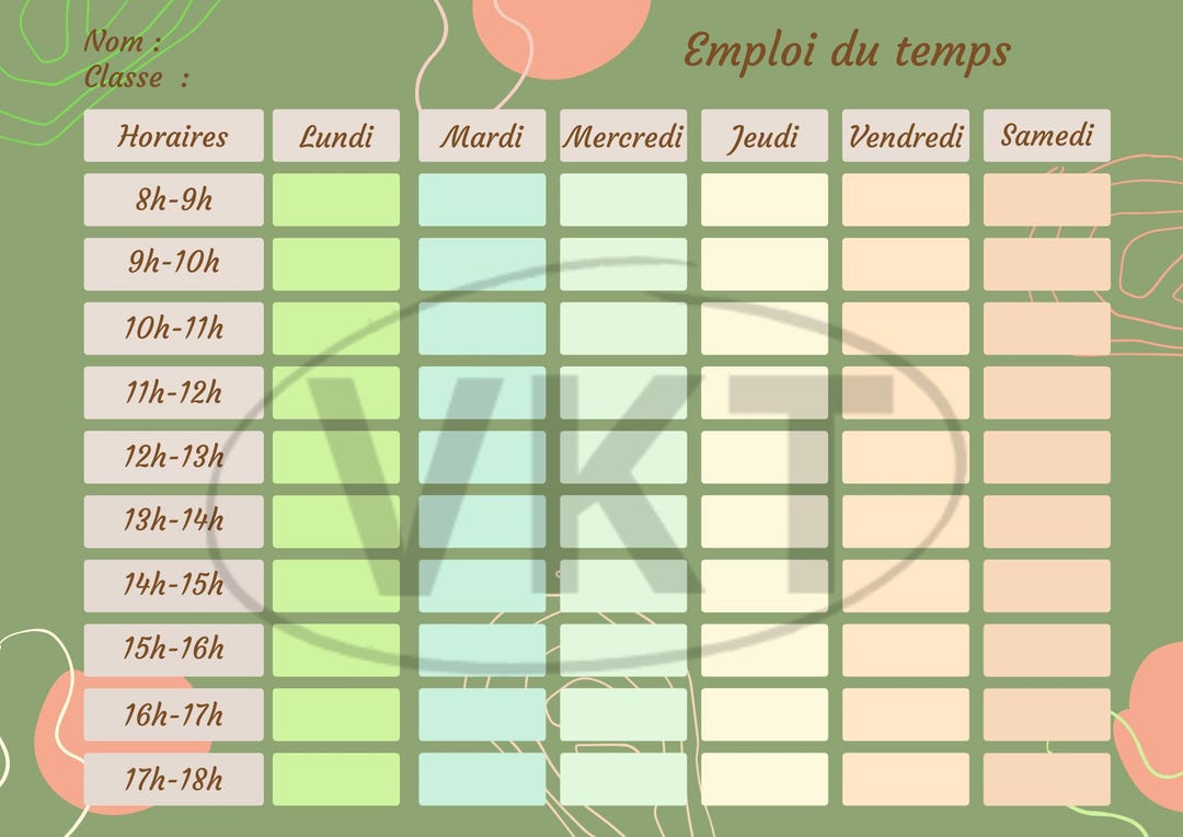 Emploi du temps imprimable A4 | Planner hebdomadaire | Organisation ...