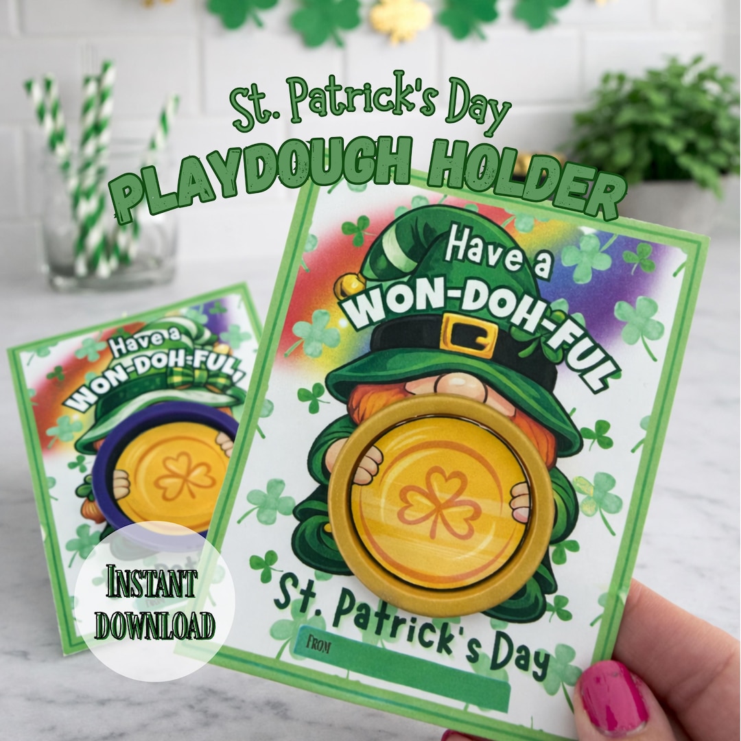 St. Patrick's Day Playdough Holder Card | Classroom Gift (instant ...