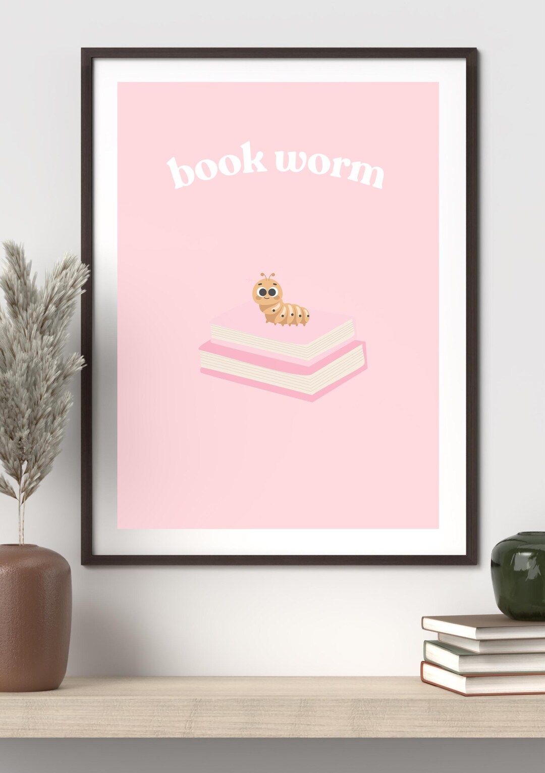 Bookworm Wall Art Printable | Digital Download for Book Lovers | Cute ...