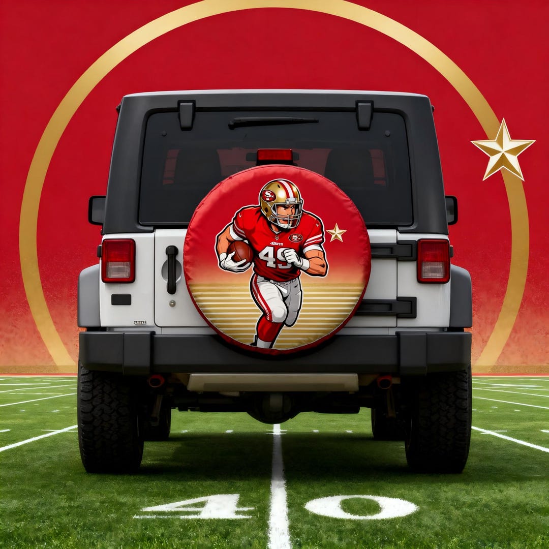San Francisco 49ers NFL Spare Tire Cover | Funny Football Player Design ...