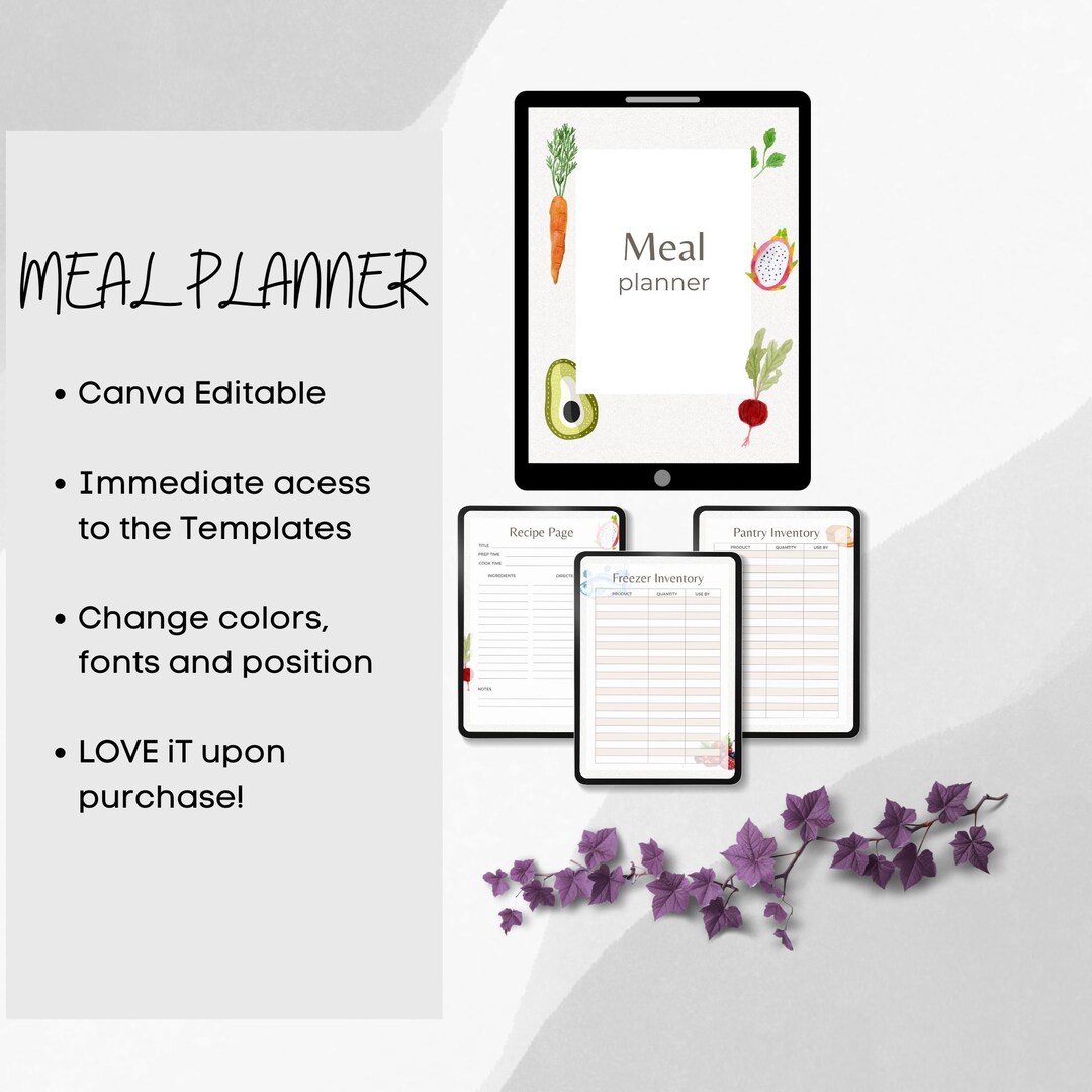 Attractive Meal Planner Canva Template, Weekly Meal Plan, Healthy ...