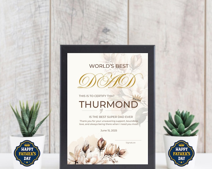 Best Dad Certificate of Appreciation Template Printable, Best Father ...