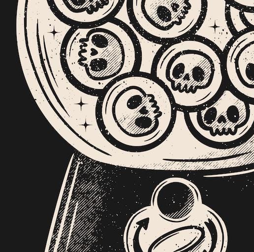 Printable Spooky Gumball Machine Art | Creepy Cute Skulls Print | Retro ...