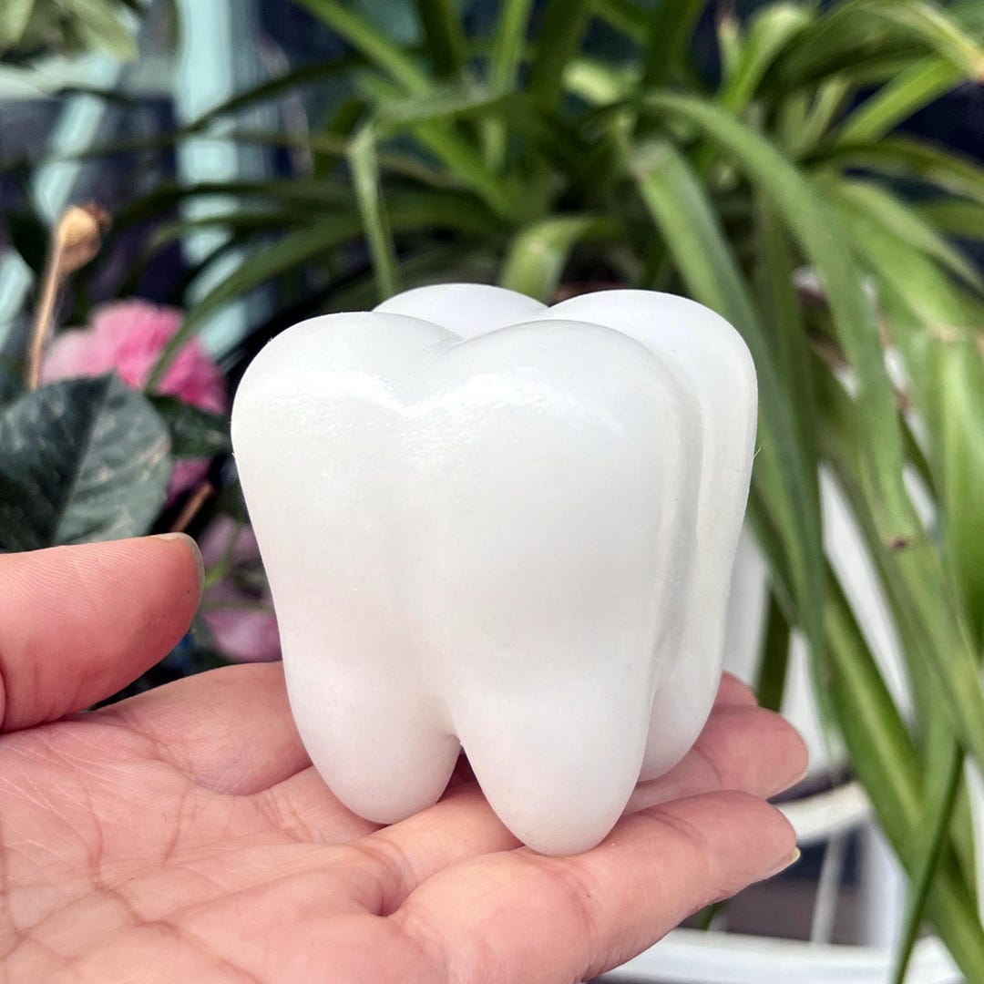 White Jade Tooth Sculpture: Crystal Quartz Carving, Reiki Healing Stone ...
