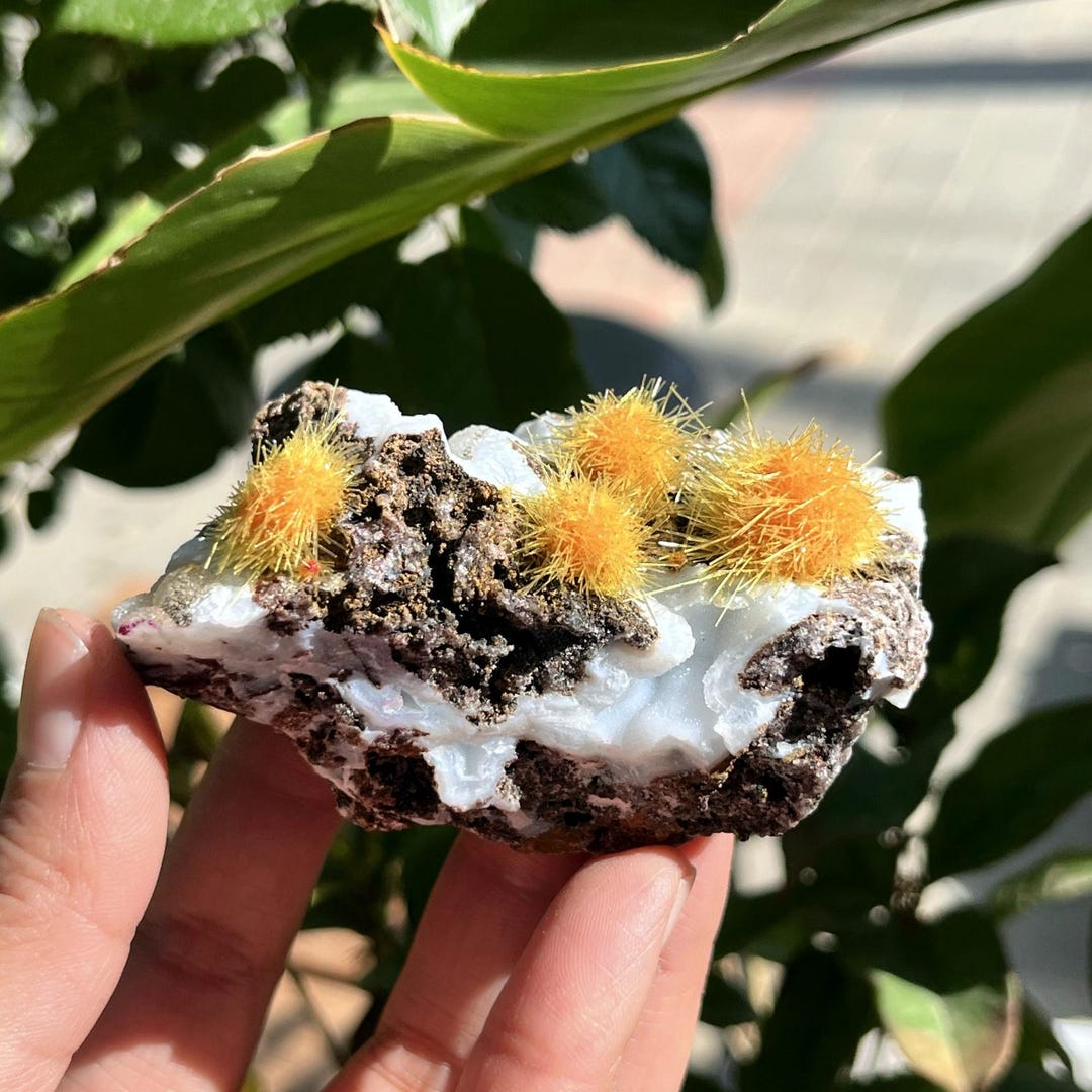 Rare Yellow Zeolite Ore Specimen: Crystal Cluster, Reiki Healing Decor ...