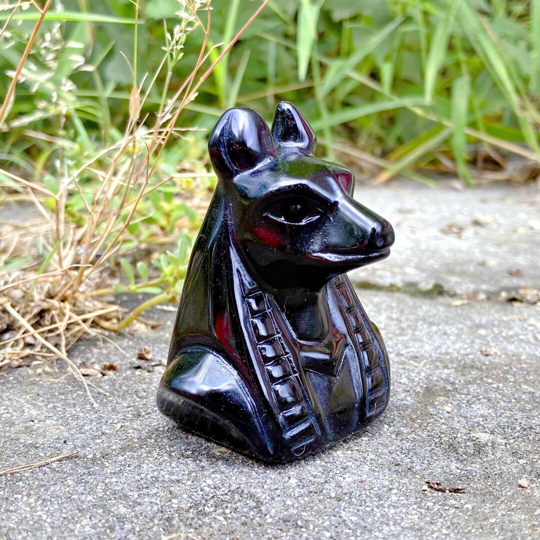 Obsidian Anubis Statue: Hand-carved Egyptian God Sculpture - Etsy