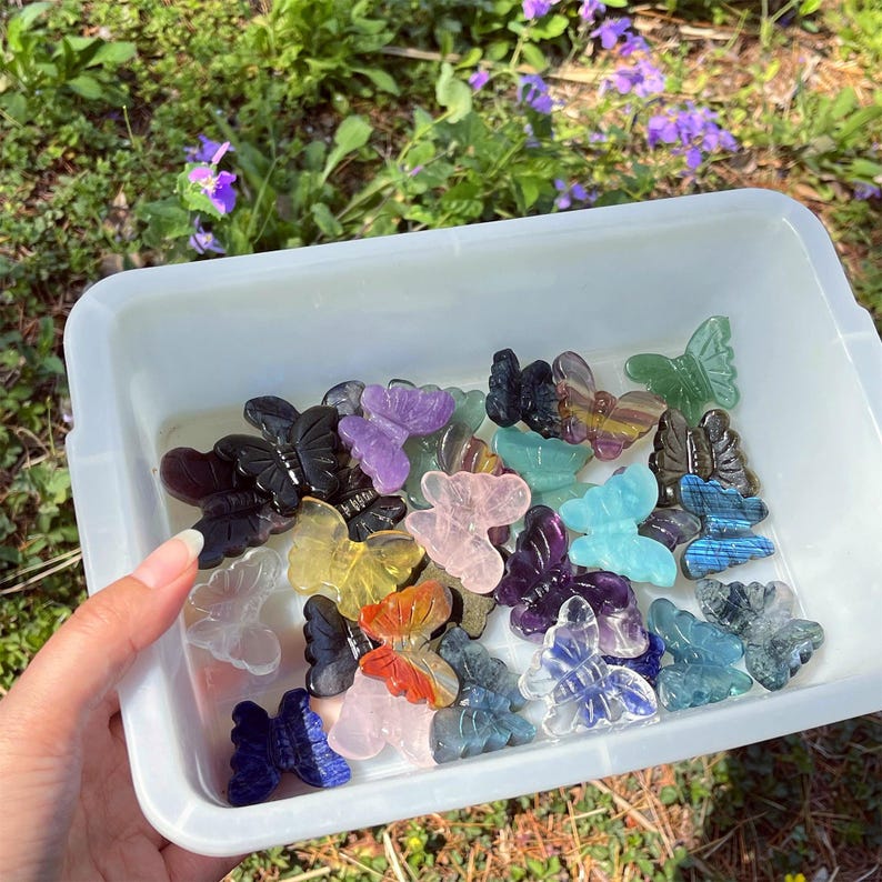 1.2" Natural Mixed Quartz Butterfly,crystal Animal,reiki Healing,home ...