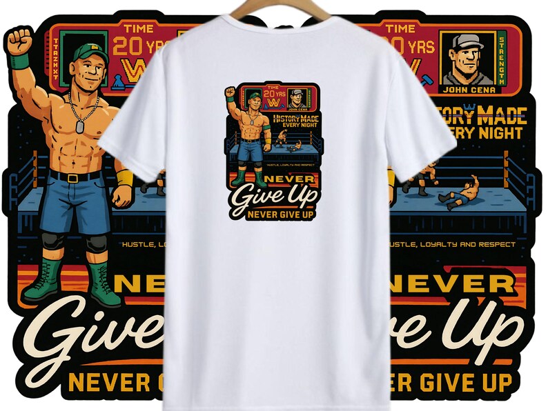 John Cena “never Give Up” SVG PNG | 20 Years WWE Retro Wrestler Clipart ...