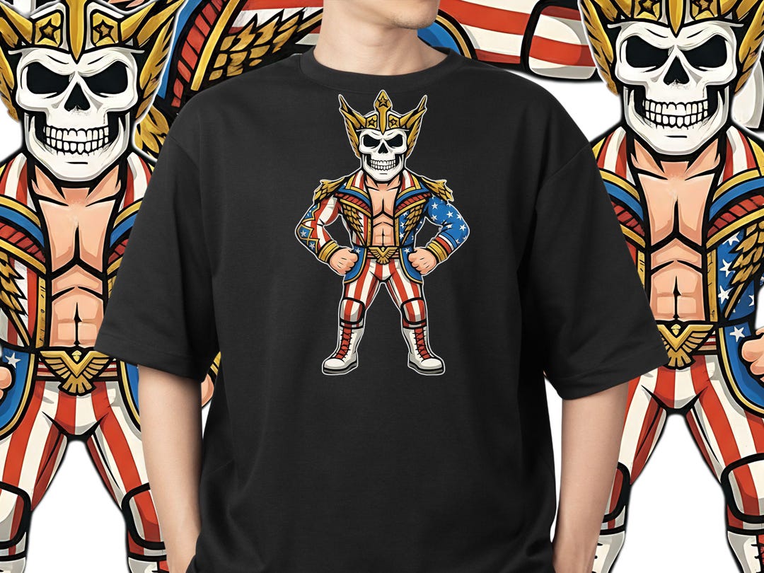 Patriotic Skeleton Wrestler SVG PNG JPG | Star-spangled Masked Fighter ...