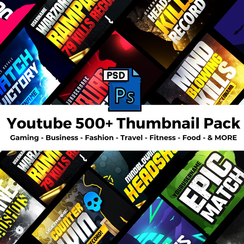 500+ Youtube Thumbnail Pack PSD | Editable Photoshop Templates for ...