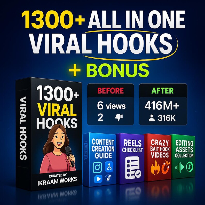 1300+ Viral Hooks Video Bundle – High-converting Reels, Tiktok Hooks ...