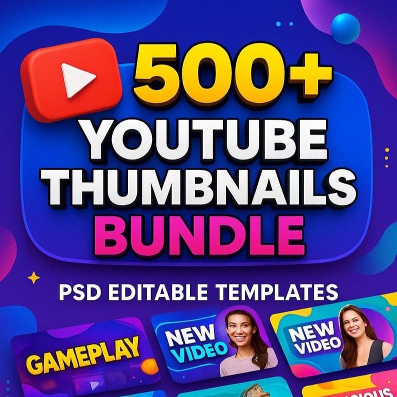 500+ Youtube Thumbnail Pack PSD | Editable Photoshop Templates for ...