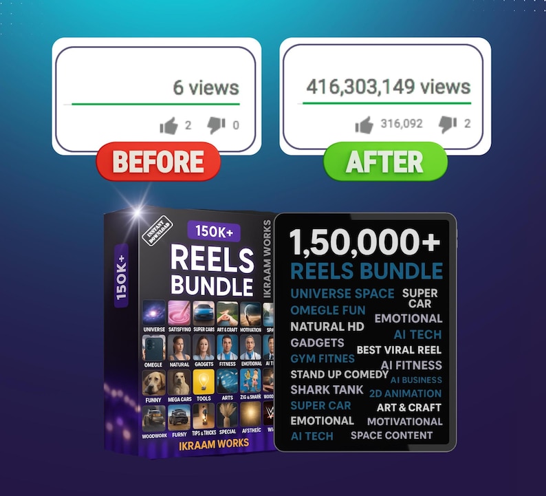 150K+ Ultimate Mega Reels Bundle – Trending Social Media Viral Reels for Instagram, Tiktok, and ...