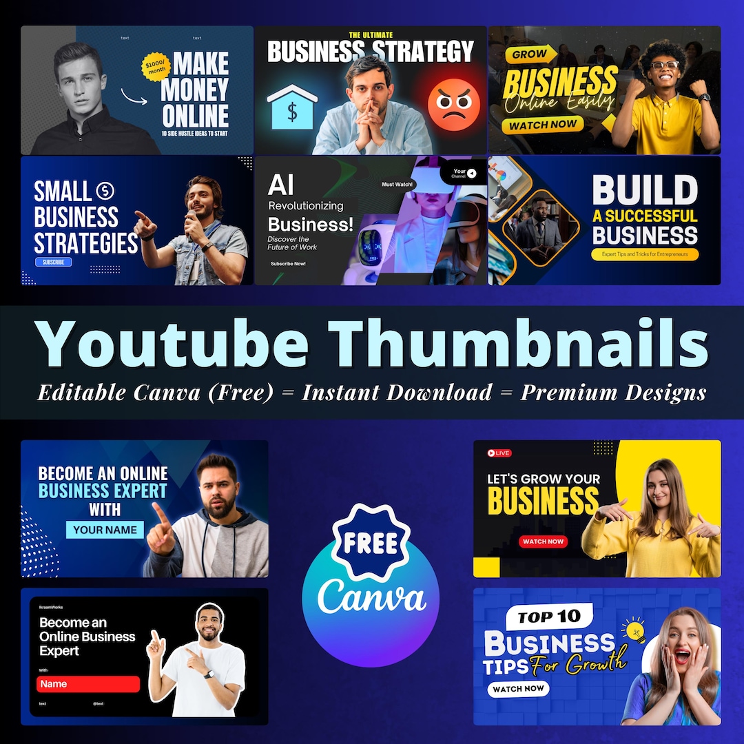 10+ Youtube Thumbnail Templates Pack | Editable Canva Youtube ...