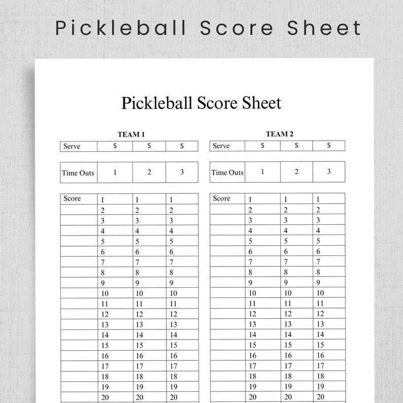 Pickleball Score Sheet Printable PDF – Pickleball Court Scoring Game ...