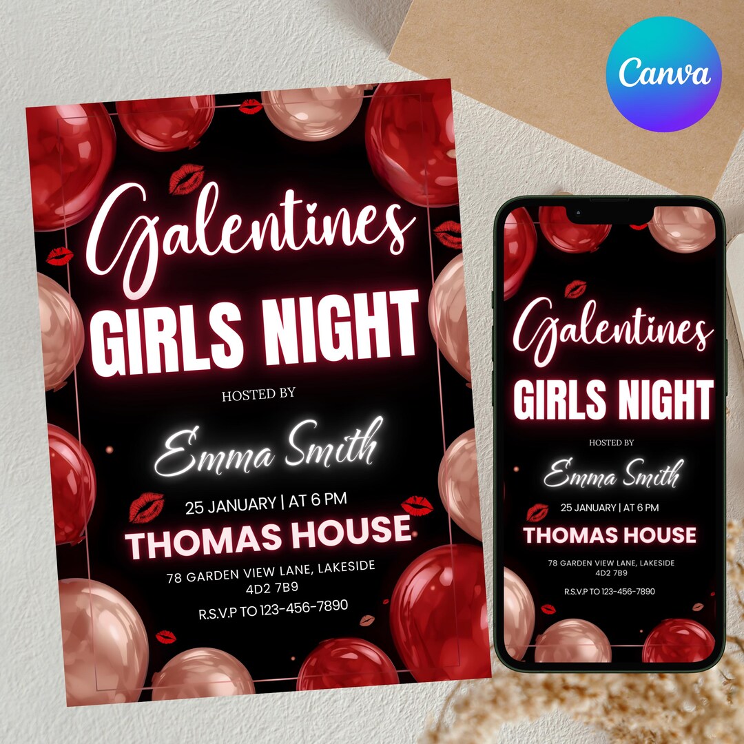 Galentines Day Party Invitation, Valentines Day Invite, Printable ...