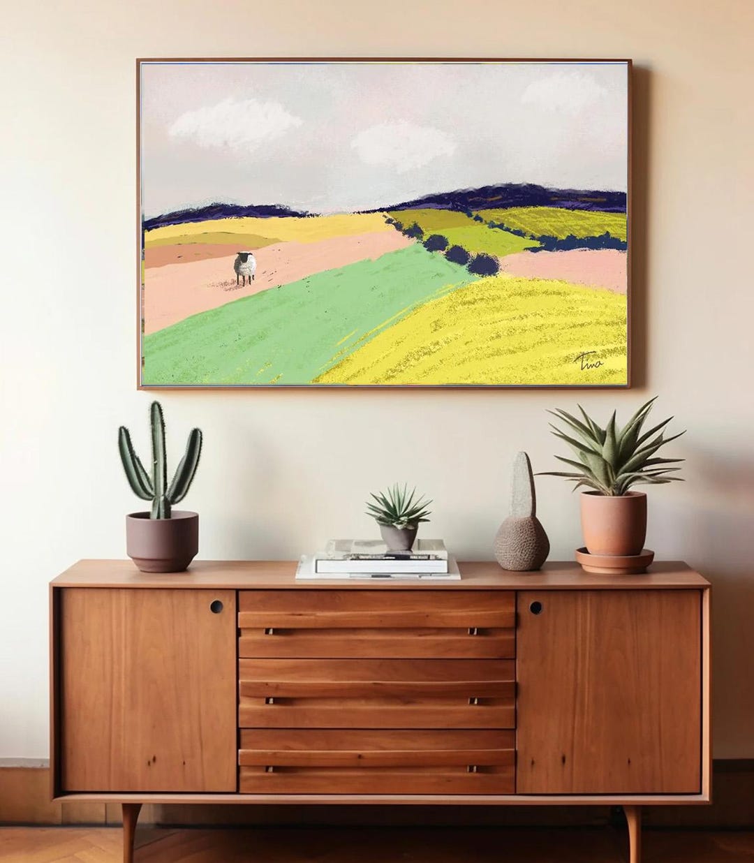 Pastoral Sheep Living Room Art Print | Contemporary Country Chic Decor ...