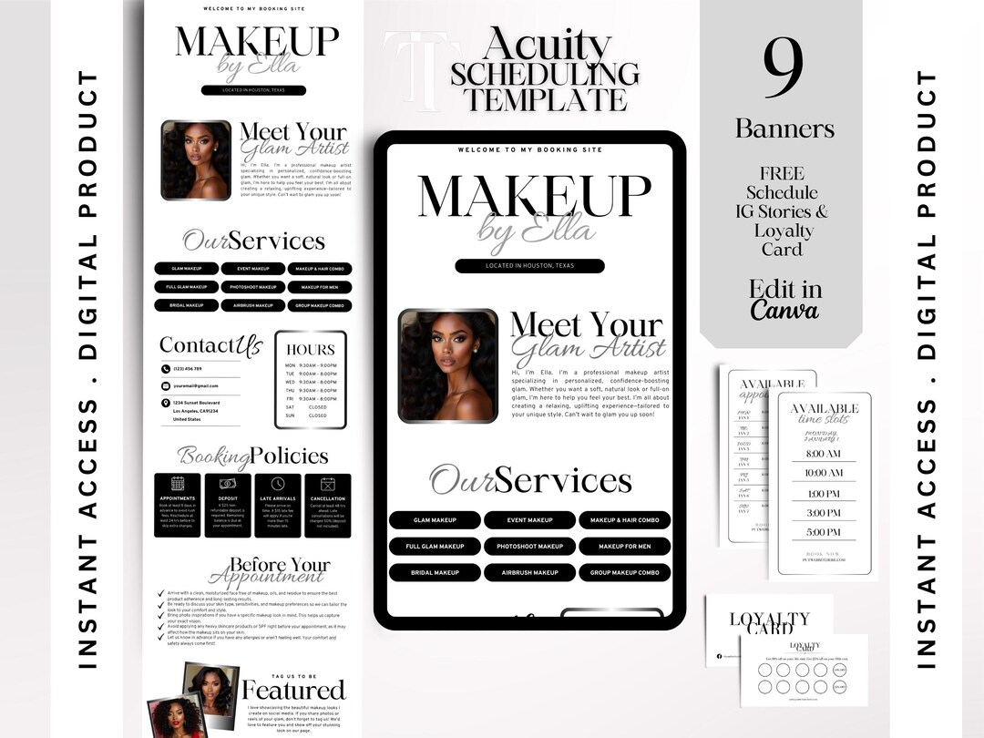 Makeup Artist Acuity Template Minimalist Acuity Scheduling Template MUA ...