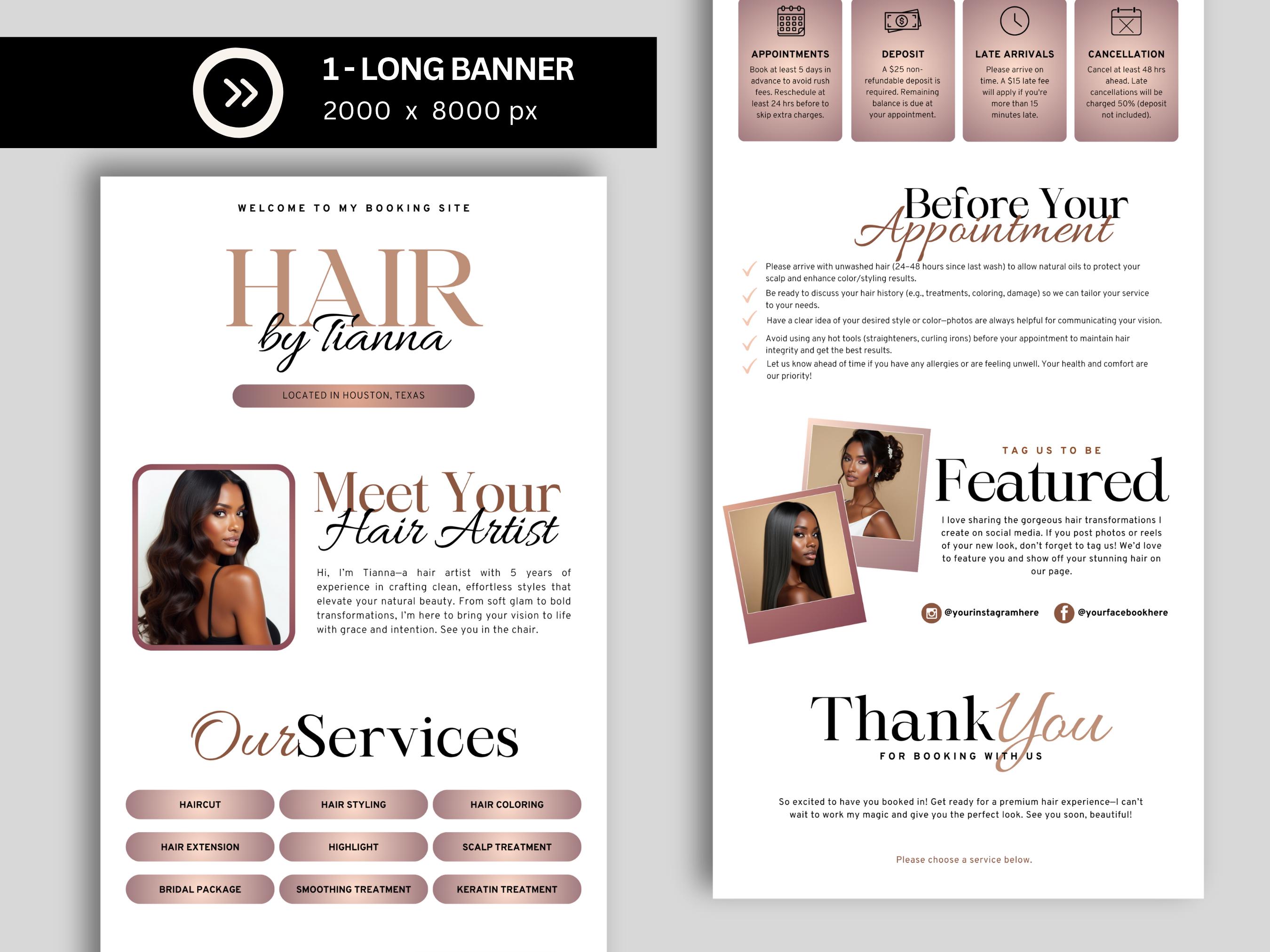 Gold Acuity Scheduling Template Hair Stylist Minimalist Hair Booking ...
