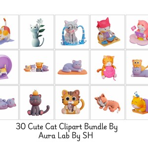 30 Cats Clipart Bundle, Cute Printable Cat Clipart, Clipart Stickers ...