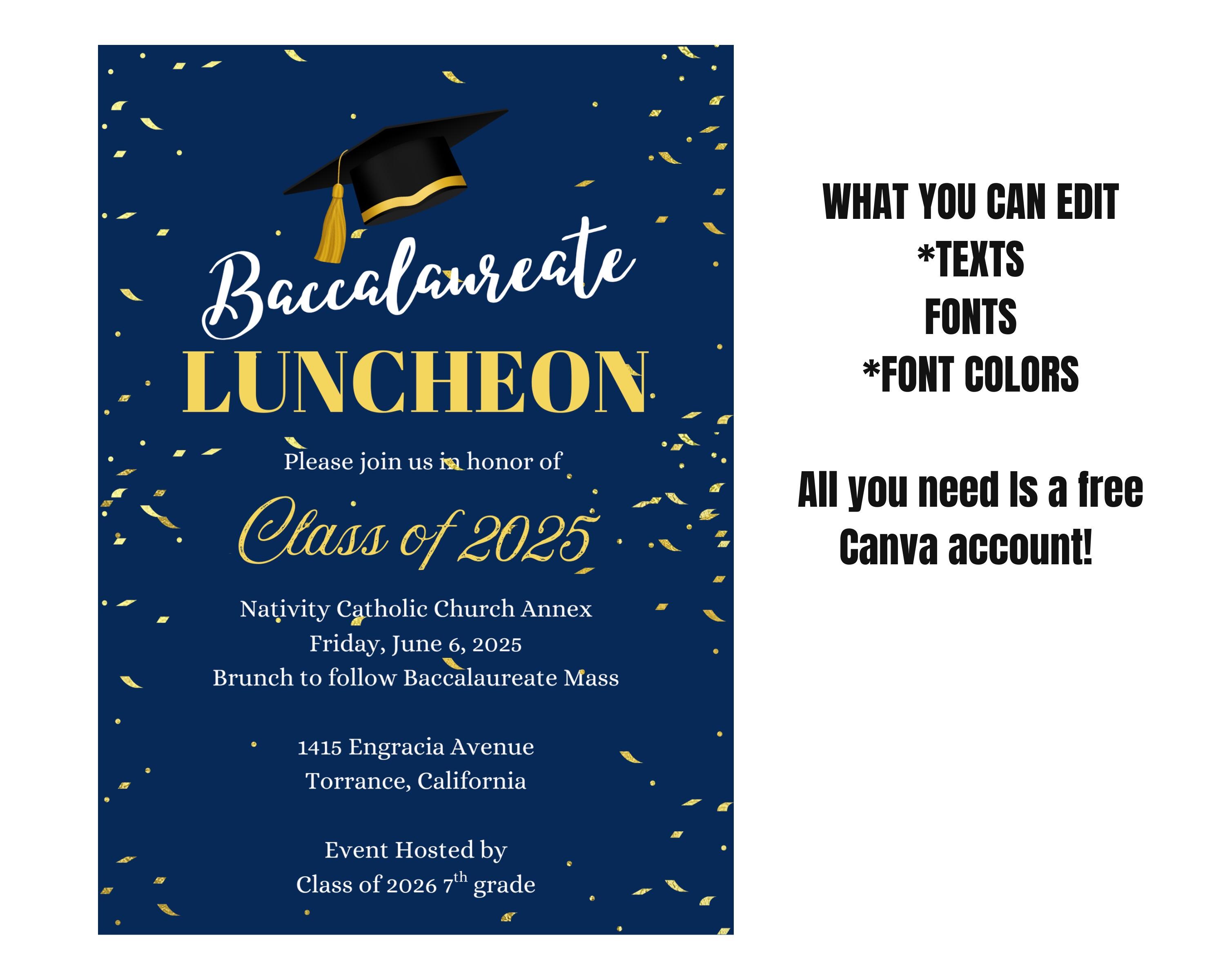EDITABLE Baccalaureate, Graduation Ceremony Program Template, Middle ...