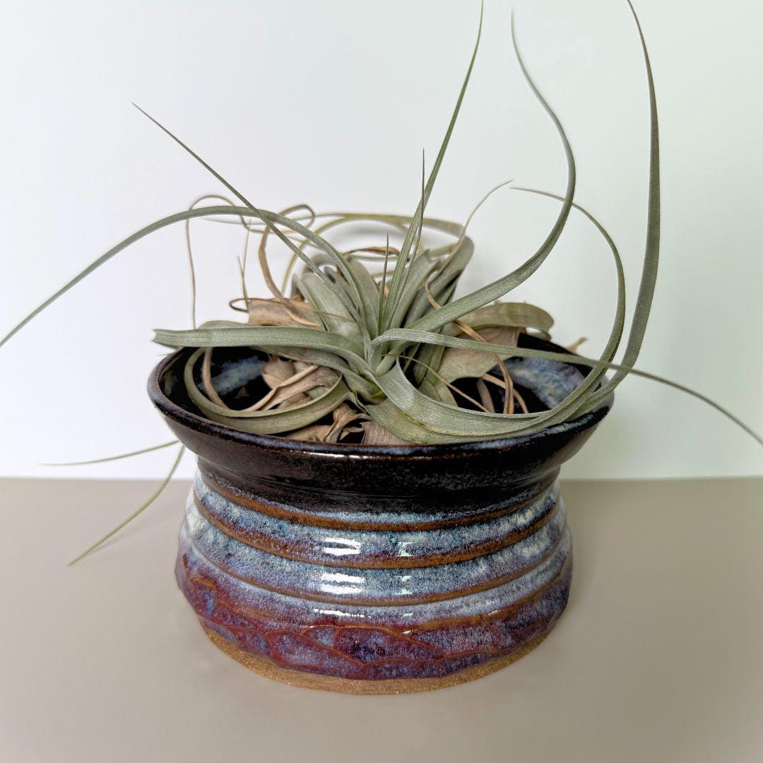 Chiseled Ceramic Indoor Planter | Rustic Boho Decor | Handmade Pottery ...