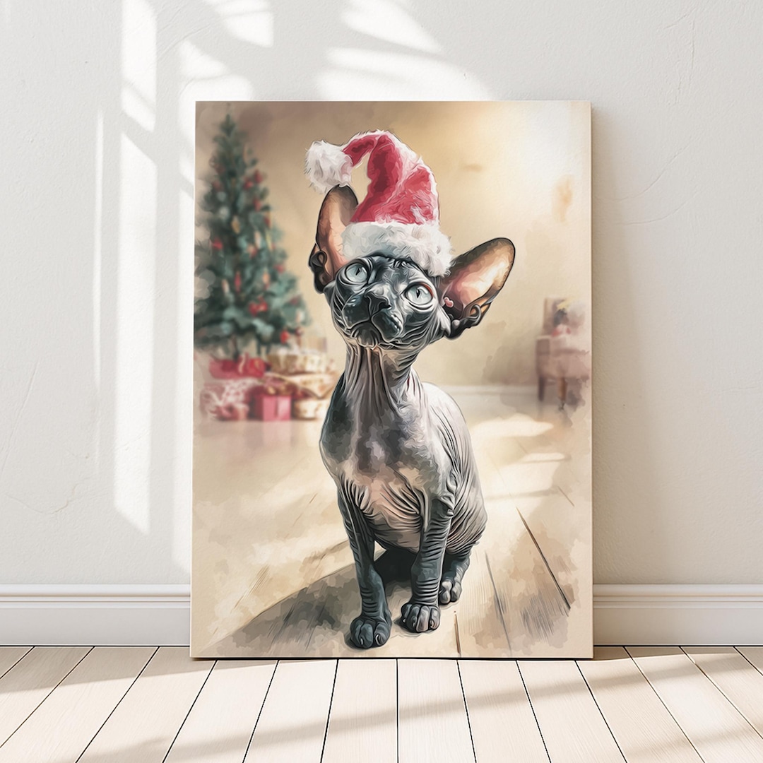 Sphynx Cat Christmas Print: Watercolor Holiday Cat Art | Purrfect ...