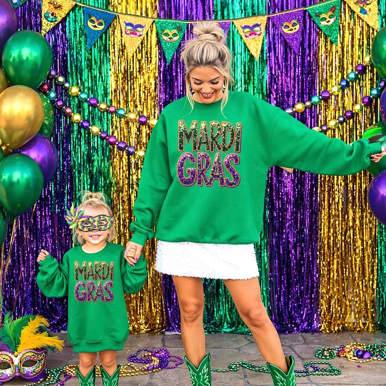 Glitter Mardi Gras Sweatshirt, Mardi Gras Shirt, Mardi Gras Party Shirt ...