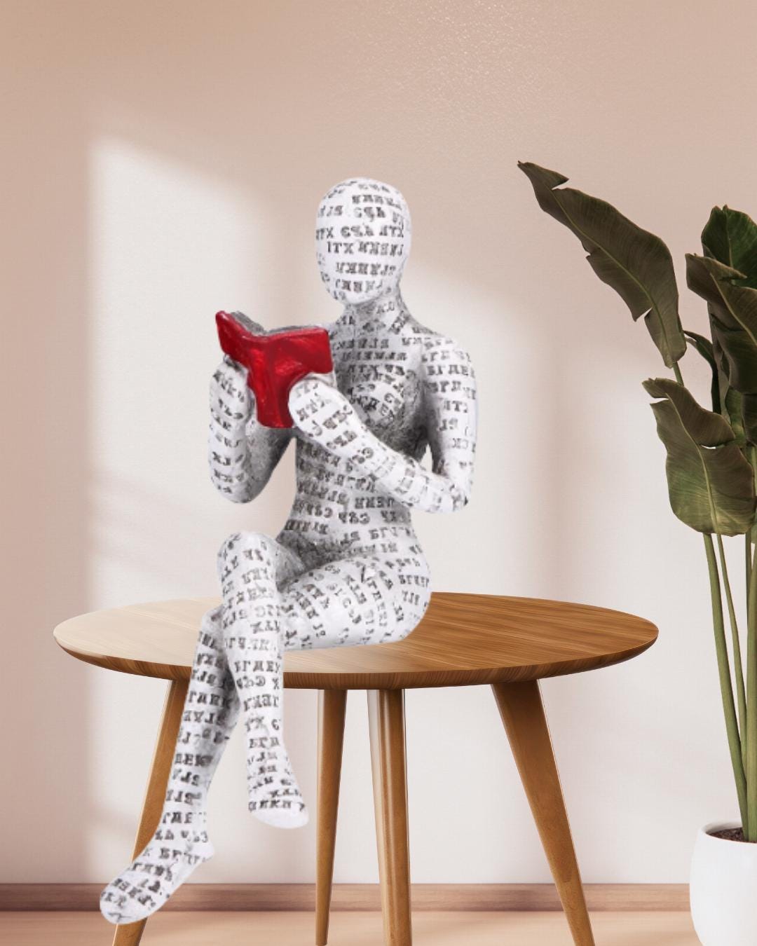Modern Reading Sculpture, Resin Book Lover Statue, Bookshelf Ornament ...