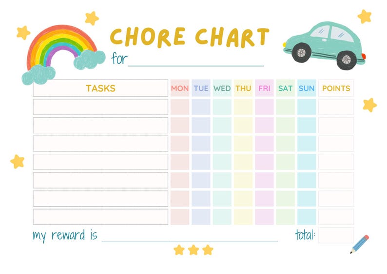 Editable Kids Reward Chart Printable | A4 Instant Download | Fun Weekly ...