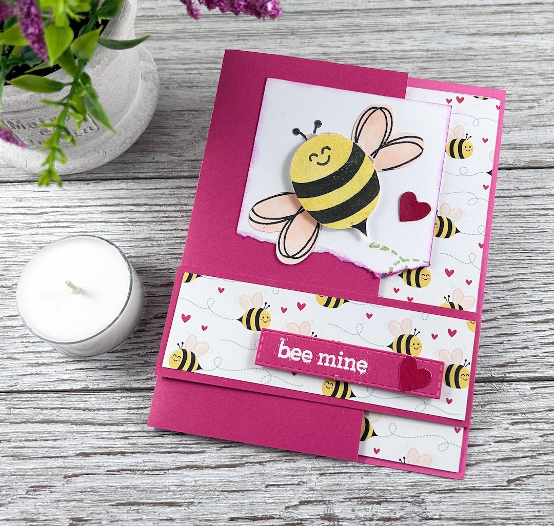 Bee Mine Valentine Card | Handmade Love Card - Etsy