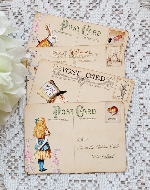 Art Mail Alice in Wonderland Post Cards Kids Post Cards | Etsy