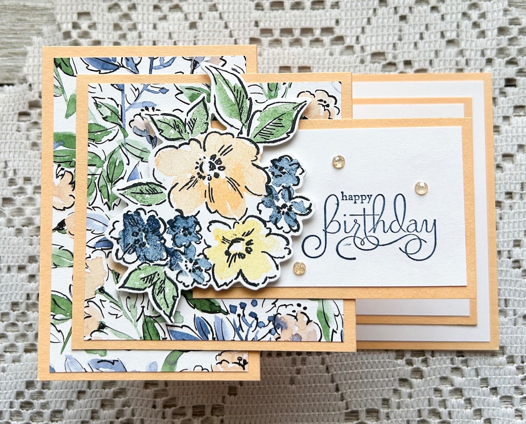 Birthday Card Stampin up Card Cheerful Card Flower Card Z Fold Card ...