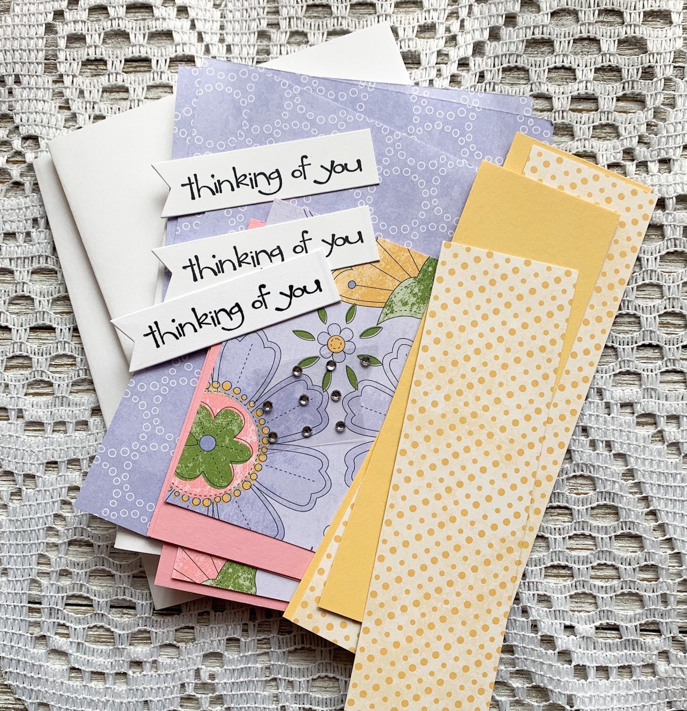 Thinking of You Card Kit | Floral Pastel Paper Craft Set (3 Cards) - Etsy
