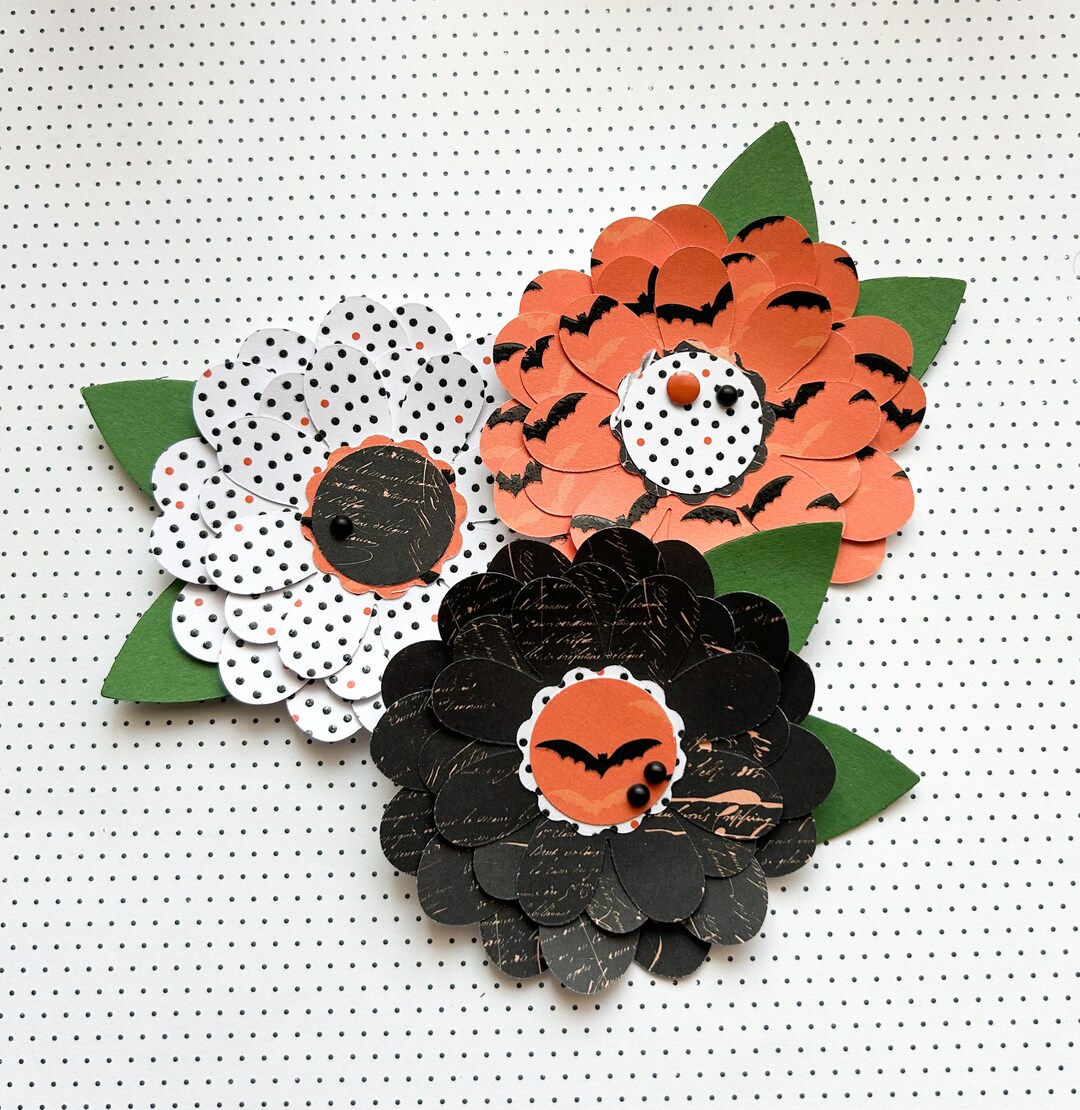 Halloween Paper Flower Embellishment || Halloween Card Embellishment ...